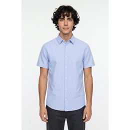 Jack & Jones Kurzarmhemd JACK & JONES "JJCHAD OXFORD STRIPE SHIRT SS", Herren, Gr. L, N-Gr, cashmere blau, Web, Obermaterial: 100% Baumwolle, gestreift, regular fit, Hemden