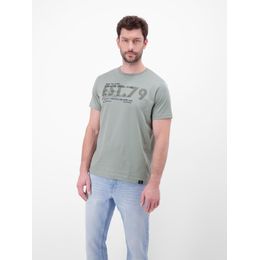 Kurzarmshirt Lerros, Jungen, Gr. M, gr&uuml;n (storm grau), Jersey, Obermaterial: 100% Baumwolle, bedruckt, normal h&uuml;ftbedeckend, Rundhals, Shirts, mit Print