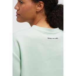 Sweater SENSES.THE LABEL, Damen, Gr. M/L, pastel lime, Jersey, Material: 70% Baumwolle, 30% Polyester, unifarben, relaxed fit normal, Rundhals, eingesetzt gerader Abschluss, Sweatshirts Sweater