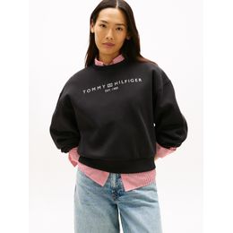 Sweatshirt Tommy Hilfiger "EXT CORP LOGO", Damen, Gr. L (42/44), schwarz, Sweatware, Obermaterial: 63% Baumwolle, 37% Polyester, bedruckt, regular fit normal, Rundhals, eingesetzt Rippb&uuml;ndchen, Sweatshirts Sweatshirt, Baumwollmischung