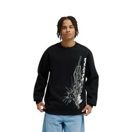 Sweatshirt DC Shoes "DC Side Flame", Herren, Gr. L, schwarz, Obermaterial: 55% Baumwolle, 25% Baumwolle, 20% Polyester., Sweatshirts Sweatshirt