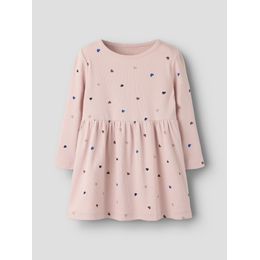 name it M&auml;dchen Jerseykleid "NMFNUTTI LS DRESS NOOS"burnished lila aop:hearts, Gr. 86, bedruckt, Jersey, Obermaterial: 95% Baumwolle, 5% Elasthan,