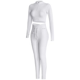 Sportanzug YEAZ "Set RUNWAY", Damen, Gr. L, wei&szlig;, Obermaterial: 87% Nylon NY. 13% Elasthan EL., Sportanz&uuml;ge
