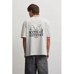 Rundhalsshirt Pegador "MILES OVERSIZED TEE", Jungen, Gr. L, cloud grau melange, Single Jersey, Obermaterial: 100% Baumwolle, bedruckt, oversize normal, Rundhals, gerader Abschluss, Shirts Rundhalsshirt