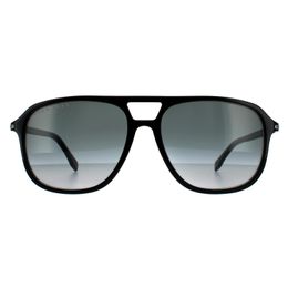 HUGO BOSS Aviator Mens gl&auml;nzend schwarz grau Gradient Sonnenbrille