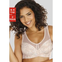 Entlastungs-BH Nuance, Damen, Gr. 100, Cup E, puder, bedruckt, puder, Microtouch, Obermaterial: 75% Polyamid, 25% Elasthan, BHs Entlastungs-BH, ohne B&uuml;gel mit breiten Tr&auml;gern&ndash; auch ideal f&uuml;r gro&szlig;e Gr&ouml;&szlig;en