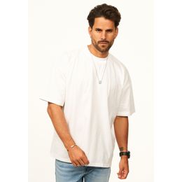 T-Shirt DAILY COTTON "Kurzarm Oversize aus 100% Baumwolle mit Rundhalsausschnitt Crew Neck f&uuml;r Herren", Jungen, Gr. L, wei&szlig;, Obermaterial: 100% Baumwolle CO., Rundhals, Shirts T-Shirt, Basic Oberteil Crew-Neck kurz&auml;rmlig aus 100% Baumwolle f&uuml;r M&auml;nner