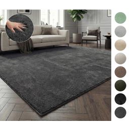 Teppich OTTO HOME "Cali, in Standard- und Premium-Qualit&auml;t, 13 mm oder 16 mm H&ouml;he" Gr. 1, grau (anthrazit), B:60cm L:90cm, Microfaser, Teppiche, Teppich, Uni-Farben, kuschelig, & weich, waschbar, Wohnzimmer, Schlafzimmer