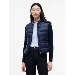 Steppjacke Tommy Hilfiger "LW DOWN KNIT MIX JACKET", Damen, Gr. L (42/44), schwarz night navy, Steppware, Obermaterial: 100% Nylon, unifarben, regular fit normal, Rundhals, eingesetzt angesetztes B&uuml;ndchen, Jacken Steppjacke, Stehkragen, Materialmix mit Steppqualit&auml;t