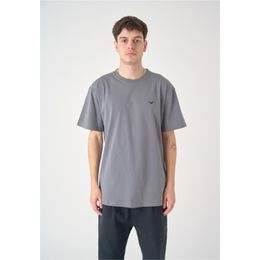 T-Shirt Cleptomanicx "Ligull Boxy 2", Jungen, Gr. L, grau (dunkelgrau), 100% Baumwolle, bestickt, normal, Rundhals, Shirts T-Shirt, in schlichtem Design