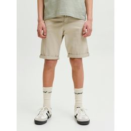 Jack & Jones Shorts JACK & JONES JUNIOR "JPSTRICK DYLAN ORIGINAL SHORTS JNR", M&auml;dchen, Gr. 146, N-Gr, string, Web, Obermaterial: 98% Baumwolle, 2% Elasthan, unifarben, normal, Hosen Shorts