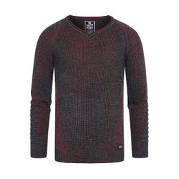Strickpullover Rusty Neal, Herren, Gr. L, grau (anthrazit), 70% Polyacryl, 30% Baumwolle, mehrfarbig, unifarben, normal, V-Ausschnitt, Pullover Strickpullover, mit ausgefallenem Strickmuster
