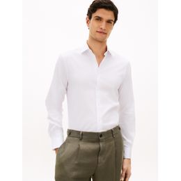 Langarmhemd Tommy Hilfiger "DC FLEX COLLAR SOLID", Herren, Gr. 39, N-Gr, wei&szlig;, Web, Obermaterial: 75% Baumwolle, 21% Nylon, 4% Elasthan, unifarben, slim fit, Manschette, Hemden