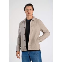 Outdoorhemd LINDBERGH "Hemdjacke Relaxed Fit", Herren, Gr. L, Normalgr&ouml;&szlig;en, dk sand mel, Obermaterial: 56% Polyester, 40% Wolle, 4% Elasthan. Futter: 55% Polyester, 45% Viskose, Hemden