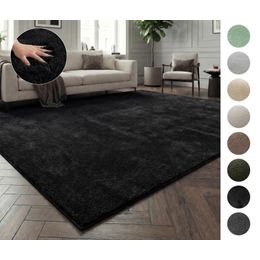 Teppich OTTO HOME "Cali, in Standard- und Premium-Qualit&auml;t, 13 mm oder 16 mm H&ouml;he" Gr. 1, schwarz, B:60cm L:90cm, Microfaser, Teppiche, Teppich, Uni-Farben, kuschelig, & weich, waschbar, Wohnzimmer, Schlafzimmer