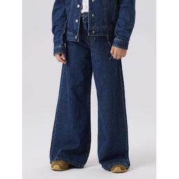 Weite Jeans name it "NKFBELLA SKATER XWIDE JEANS 3111-ZA NOOS", M&auml;dchen, Gr. 116, N-Gr, blau (dunkelblau denim), Denim/Jeans, Obermaterial: 100% Baumwolle, leichte Abriebeffekte, relaxed fit lang, Jeans