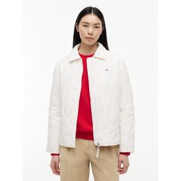 Steppjacke Tommy Jeans "TJW COACH COLLAR QUILTED JACKET", Damen, Gr. L (42/44), wei&szlig; (ancient wei&szlig;), Steppware, Obermaterial: 100% Nylon, unifarben, normal, Jacken Steppjacke, Kunstfaser, Flag-Stickerei