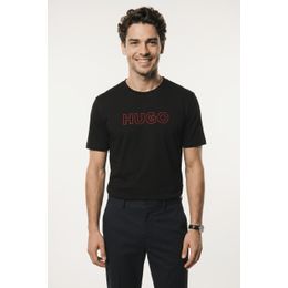 Pyjamaoberteil HUGO UNDERWEAR "EZRA", Herren, Gr. L (52), schwarz 001, Jersey, Obermaterial: 100% Baumwolle, relaxed fit normal, Rundhals, Shirts