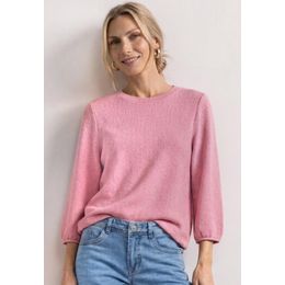 Langarmshirt Street One, Damen, Gr. 34, pink (blush berry meliert), Stoff, 60% Viskose, 40% Polyester, unifarben, normal normal, Rundhals, elastischer Bund, Shirts Langarmshirt, mit Tunnelzug am Saum