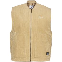 Outdoorjacke Karl Kani "Karl Kani Herren KU233-006-1 KK Chest Signature Corduroy Vest", Herren, Gr. L, sand, 100% Baumwolle, mehrfarbig, normal, V-Ausschnitt, Jacken Outdoorjacke