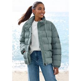 Steppjacke ELBSAND, Damen, Gr. L/40, gr&uuml;n (graugr&uuml;n), Web, Obermaterial: 100% Polyester. Futter: 100% Polyester. F&uuml;llung: 100% Polyester, unifarben, Jacken Steppjacke, mit gro&szlig;em seitlichen Logo-Print