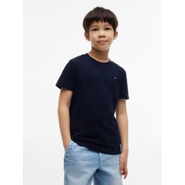 T-Shirt Tommy Hilfiger, Jungen, Gr. 3 (98), schwarz night navy, Single Jersey, Obermaterial: 100% Baumwolle, unifarben, regular fit normal, Rundhals, abgesteppte Kante, Shirts T-Shirt, Rundhalsausschnitt, Regular Fit, Kinder bis 16 Jahre, reine Baumwolle