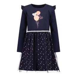 T&uuml;llkleid Blue Seven, M&auml;dchen, Gr. 104, N-Gr, blau (nachtblau luftballons), Jersey, Obermaterial: 95% Baumwolle, 5% Elasthan, bedruckt, Midi, Rundhals, Kleider, Baumwollmischung, Glitzerdruck