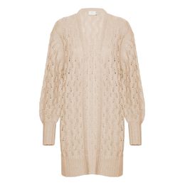 Strickjacke Kaffe "Strickjacke KAlena", Damen, Gr. L, beige (feather gray melange), Obermaterial: 50% Baumwolle CO. 50% Polyacryl PAN., Strickjacken Strickjacke