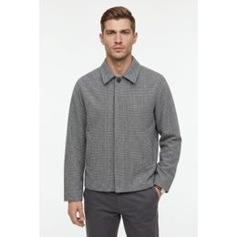 Jack & Jones Outdoorjacke JACK & JONES "JJEHARRIS SHORT COAT SN", Herren, Gr. L, grau (light grau melange checks:check), Web, Obermaterial: 75% Polyester, 20% Wolle, 5% sonstige Fasern, kariert, meliert, regular fit taillenbedeckt, Jacken Outdoorjacke