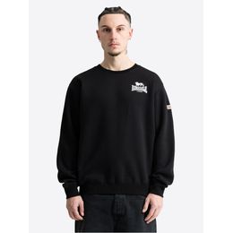 Sweatshirt Lonsdale "HAIGHTON", Herren, Gr. L, schwarz, wei&szlig;, Obermaterial: 60% Baumwolle, 40% Polyester, Sweatshirts Sweatshirt, aus Baumwolle und Polyester, erh&auml;ltlich in den Gr&ouml;&szlig;en S bis XXXL
