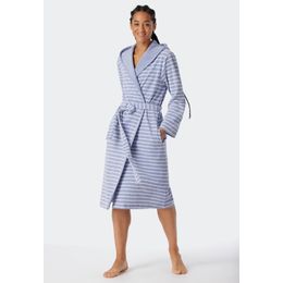 Schiesser Damen Bademantel "Feather Terry", Gr. L200, grau, Baumwoll-Mix, Hausm&auml;ntel, Bindeg&uuml;rtel, Kapuze, Seitentaschen, Regular Fit, Frottee, weich