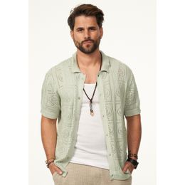 Poloshirt Soulstar "Kurzarm Strickhemd im Cardigan Stil mit Knopfleiste f&uuml;r Herren", Herren, Gr. L, gr&uuml;n (sage), Obermaterial: 100% Baumwolle CO., Shirts, Herren Kurzarm Strick Polo-Hemd Cardigan T-Shirt