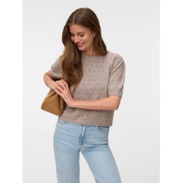V&eacute;ro Moda VERO MODA Damen Kurzarmpullover "VMDOFFY STITCH 2/4 O-NECK PULLOVER NOOS"moon rock detail:melange, Gr. M, meliert, Strick, Obermaterial: 94%