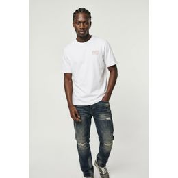 Jack & Jones T-Shirt JACK & JONES "JCOCLUB BACK PHOTO TEE SS CREW NECK", Jungen, Gr. M, hellwei&szlig;, Jersey, Obermaterial: 100% Baumwolle, bedruckt, regular fit normal, Rundhals, gerader Abschluss, Shirts T-Shirt, mit Print