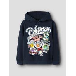Kapuzensweatshirt name it "NKMJIM POKEMON NREG SWE WH BRU NOOS SKY", Jungen, Gr. 116, navy blazer, Sweatware, Obermaterial: 60% Baumwolle, 40% Polyester, bedruckt, regular fit normal, Rundhals, Rippb&uuml;ndchen, Sweatshirts, Baumwollmischung, regular fit, Pokemon Druck