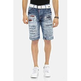 Cipo & Baxx Jeansbermudas CIPO & BAXX "Bermuda & Short", Herren, Gr. 30, Normalgr&ouml;&szlig;en, blau, 100% Baumwolle, unifarben, regular fit kurz, Jeans, mit Rei&szlig;verschluss, CK219