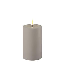 Deluxe Homeart LED Real Flame Outdoor Stumpenkerze grau &Oslash;7,5 x H12,5cm, grau skandinavische Deko Online Shop