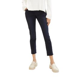 7/8-Hose Tom Tailor "Tapered", Damen, Gr. 38, L&auml;nge 30, blau (sky captain blau), Web, Obermaterial: 92% Baumwolle, 5% Polyester, 3% Elasthan. Futter: 100% Baumwolle, 7/8-L&auml;nge, Hosen 7/8-Hose, mit Bindeband am B&uuml;ndchen