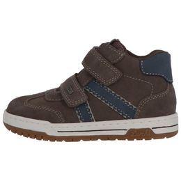 Klettschuh Lurchi "Berny-TEX", Kinder, Gr. 31, braun (dunkelbraun, blau), Veloursleder, Schuhe Klettschuh, Klettboots mit TEX, Sneaker, Halbschuh, Gr&ouml;&szlig;enschablone zum Download