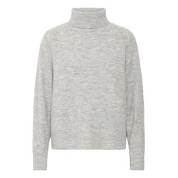 Strickpullover B.Young "Strickpullover langarm BYMONNA", Damen, Gr. L, grau (mid grau melange), Obermaterial: 51% Polyacryl PAN. 28% Polyester PES. 18% Alpaka WP. 3% Elasthan EL., Pullover Strickpullover