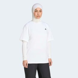 T-Shirt adidas Performance "PWR ESS TEE", Damen, Gr. L, wei&szlig;, Obermaterial: 74% Baumwolle, 26% Polyester, Rundhals, Shirts T-Shirt