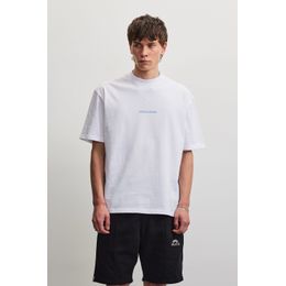 Rundhalsshirt Pegador "COLNE LOGO OVERSIZED TEE", Jungen, Gr. L, wei&szlig; ocean blau, Single Jersey, Obermaterial: 100% Baumwolle, bedruckt, oversize normal, Rundhals, gerader Abschluss, Shirts Rundhalsshirt, Baumwolle, oversize