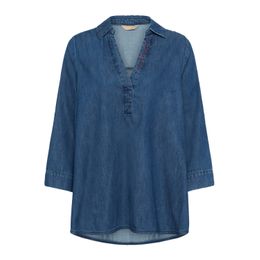 Langarmbluse Culture "Bluse langarm CUmaxy", Damen, Gr. L, blau (dunkelblau wash), Obermaterial: 90% Baumwolle CO. 10% Lyocell CLY., Blusen