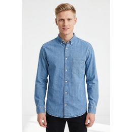 Jack & Jones Langarmhemd JACK & JONES "JPRBLUDEREK DENIM L/S SHIRT", Herren, Gr. L, N-Gr, blau (blau denim fit:relaxed fit), Web, Obermaterial: 100% Baumwolle, unifarben, relaxed fit normal, Hemden