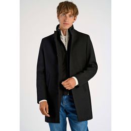 LINDBERGH Herren Kurzmantel "Mantel Relaxed Fit", schwarz, Gr. M, Obermaterial: 50% Wolle, 45% Polyester, 5% sonstige Fasern. Futter: 55% Polyester,