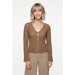 Strickjacke RICHROYAL, Damen, Gr. M, braun, Strick, Obermaterial: 100% Baumwolle, unifarben, regular fit taillenbedeckt, V-Ausschnitt, eingesetzt Strickbund, Strickjacken Strickjacke, Regular fit mit V-Ausschnitt