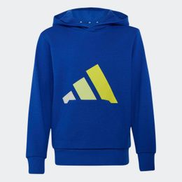 Kapuzensweatshirt adidas Sportswear "ESSENTIALS KIDS HOODIE", M&auml;dchen, Gr. 128, blau (royal blau, orbit grau, frozen lemon, solar lemon), Obermaterial: 55% Baumwolle, 36% Polyester, 9% Viskose, normal, Rundhals, angesetztes B&uuml;ndchen, Sweatshirts