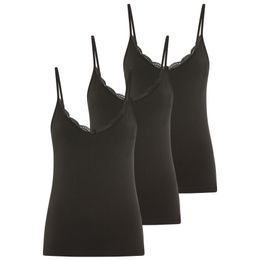Unterhemd YSABEL MORA "BASIC COLLECTION COTTON WITH LACE", Damen, Gr. L, N-Gr, schwarz, Single Jersey, Obermaterial: 95% Baumwolle, 5% Elasthan, unifarben, figurbetont, V-Ausschnitt, Unterhemden Unterhemd, das perfekte Basic-Top f&uuml;r jeden Tag