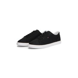Plateausneaker Tommy Hilfiger "TH LOW PROFILE VULC CANVAS", Damen, Gr. 35, schwarz, Baumwolle, unifarben, Basic, Schuhe Plateausneaker, Halbschuh, Schn&uuml;rer, Freizeitschuh mit gepolstertem Schaftrand