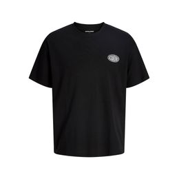 Jack & Jones PlusSize T-Shirt "JJLEGACY TEE SS CREW NECK PLS", Jungen, Gr. 4XL, schwarz, Jersey, Obermaterial: 100% Baumwolle, JACK & JONES PLUSSIZE, bedruckt, loose fit normal, Rundhals, Shirts T-Shirt, Baumwolle, locker geschnitten
